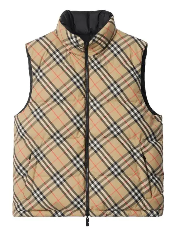 Burberry Reversible Check Puffer Gilet - Sand Beige