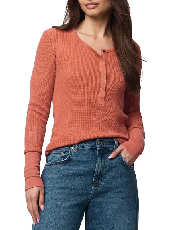 Splendid Classic Thermal Henley - Burnt Orange