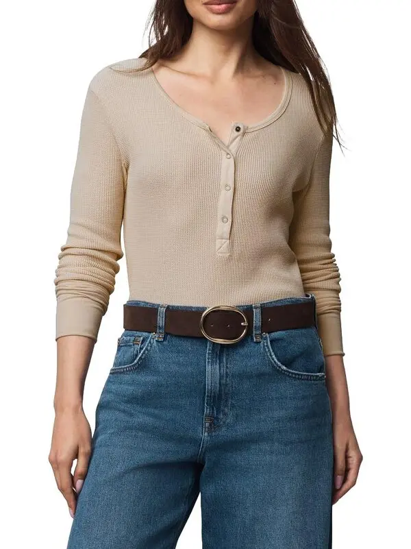 Splendid Classic Thermal Henley - Lt Camel
