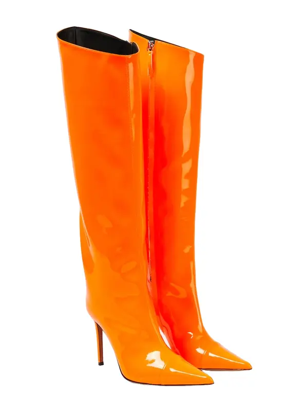Alexandre Vauthier Patent Leather Knee-high Boots - Orange