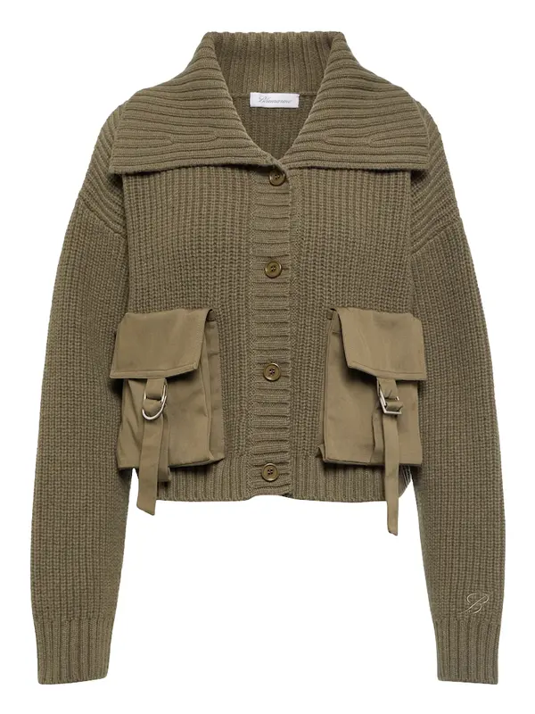 Blumarine Ribbed-knit Wool Cardigan - Green