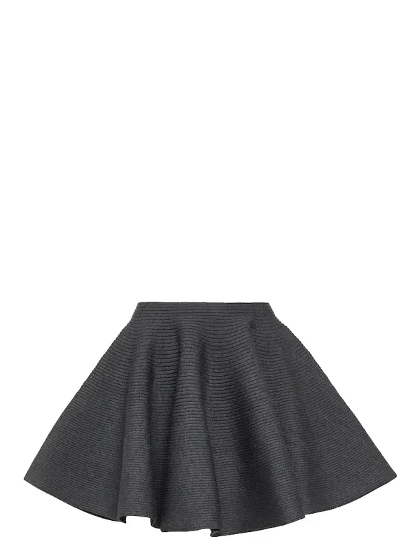 Alaïa Ribbed-knit Wool-blend Miniskirt - Grey