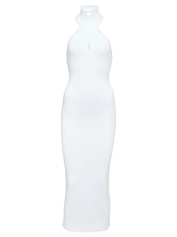 Alaïa Halterneck Bodycon Midi Dress - White