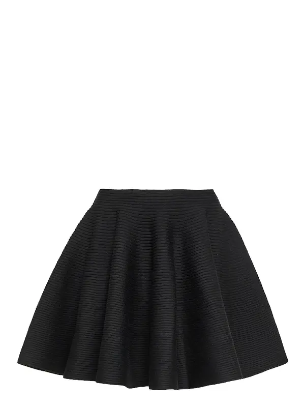 Alaïa Ribbed-knit Wool-blend Miniskirt - Black