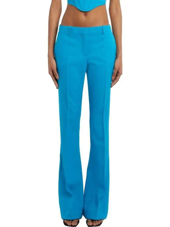Versace Logo Flare Leg Virgin Wool Pants - 1vb70 Mediterranean Blue