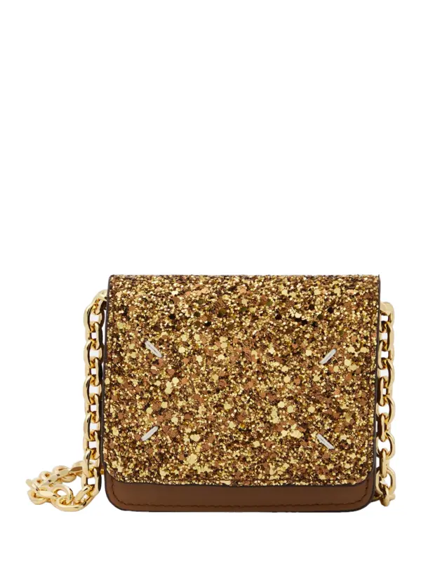 MAISON MARGIELA Micro Glitter Wallet On Chain - Brown