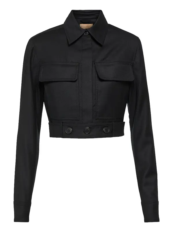 AYA MUSE Myca Cropped Wool Jacket - Black