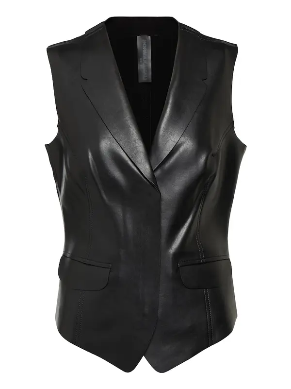 Norma Kamali Faux Leather Vest - Black