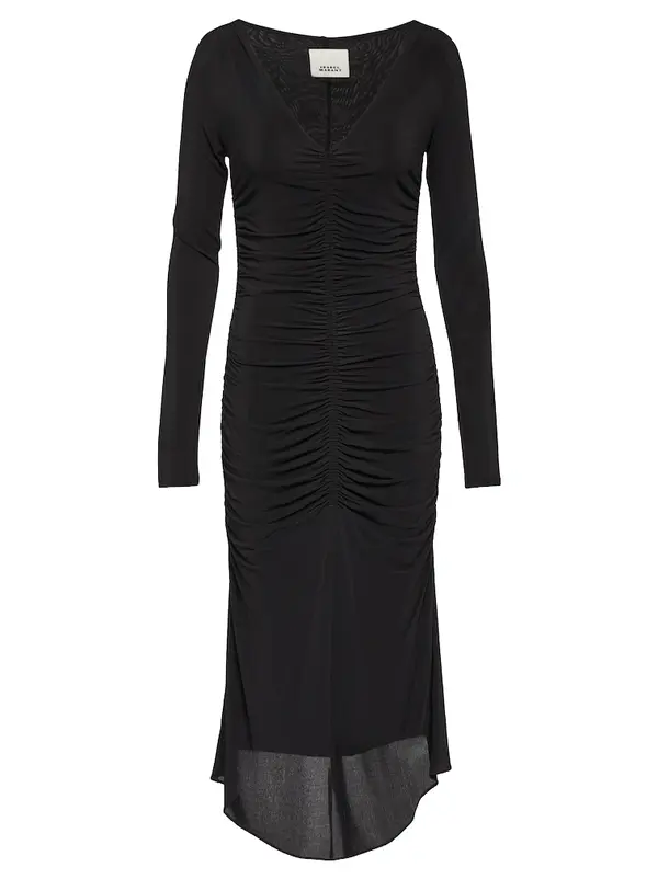 Isabel Marant Laly Ruched Midi Dress - Black