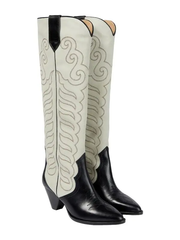 Isabel Marant Étoile Liela Leather And Suede Cowboy Boots - Multicoloured