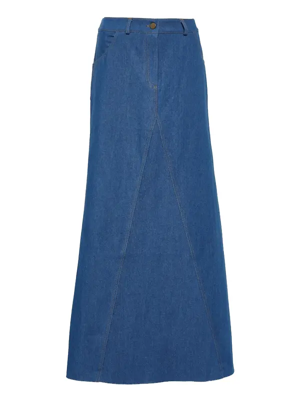 AYA MUSE Pilla Low-rise Denim Maxi Skirt - Blue