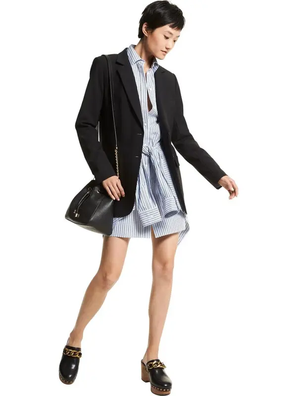 Michael Kors Stretch Wool Boyfriend Blazer - Black