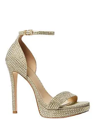 Michael Kors Jordyn Embellished Glitter Chain Mesh Platform Sandal - Gold