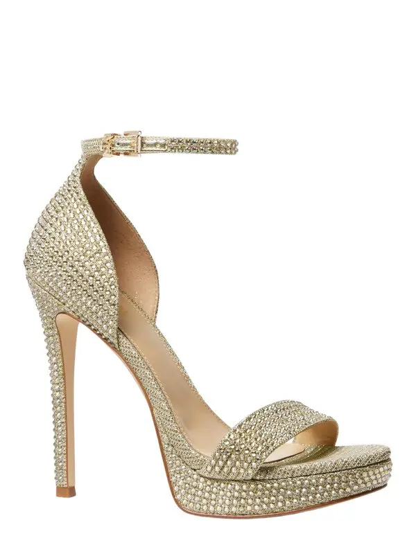 Michael Kors Jordyn Embellished Glitter Chain Mesh Platform Sandal - Gold