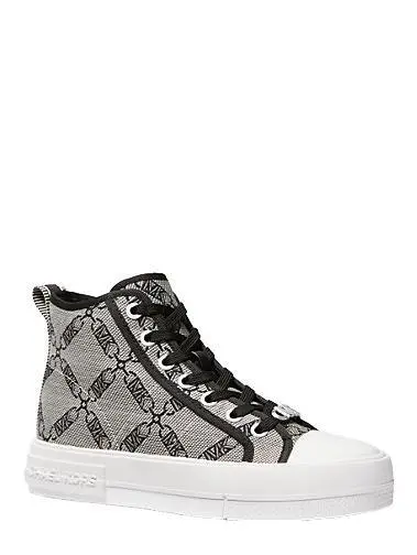 Michael Kors Evy Empire Logo Jacquard High-top Sneakers - Natural