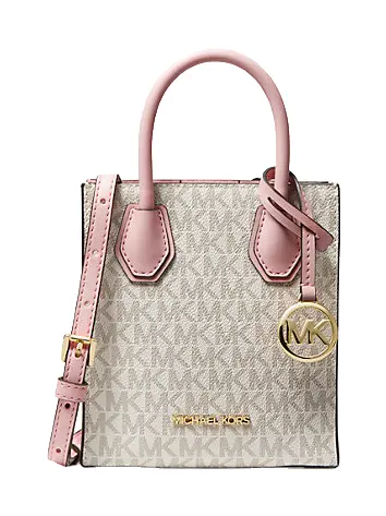 Michael Kors Mercer Extra-small Logo And Leather Crossbody Bag - Pink