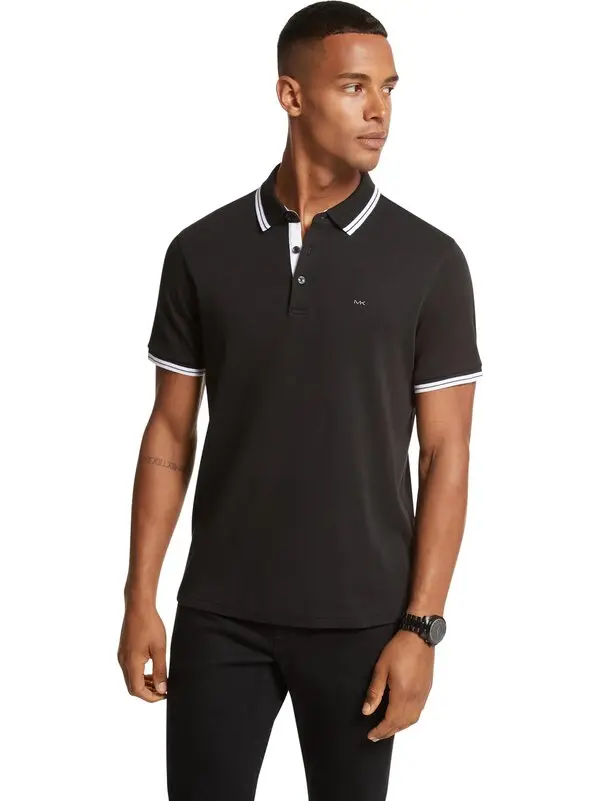 Michael Kors Greenwich Cotton Polo Shirt In Size By - Black