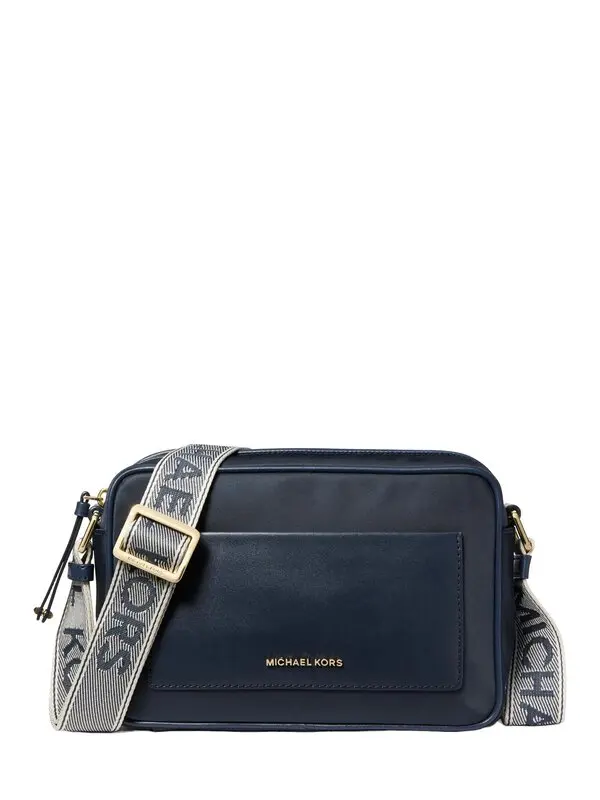 Michael Kors Jet Set Large Nylon Gabardine Crossbody Bag In By - Blue