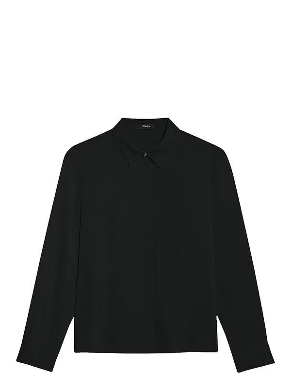 Theory Classic Fitted Silk Shirt - Black
