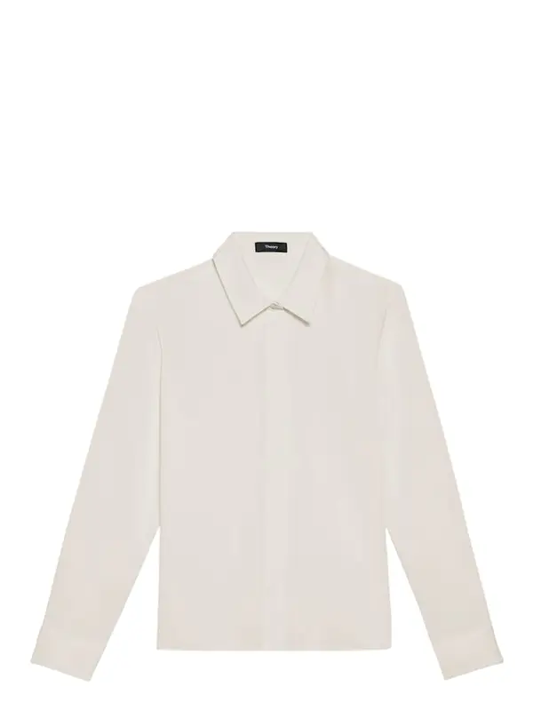 Theory Classic Fitted Silk Shirt - Ivory