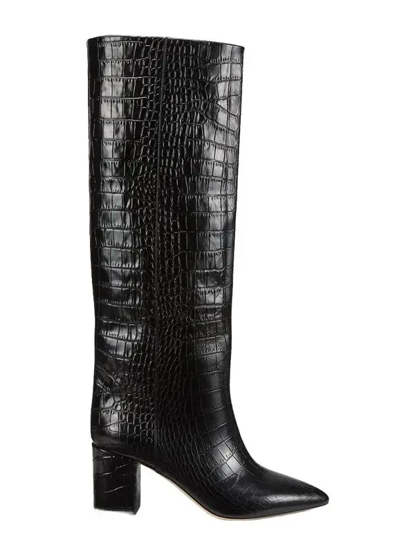 Paris Texas Anja 70mm Crocodile-embossed Leather Boots - Carbone