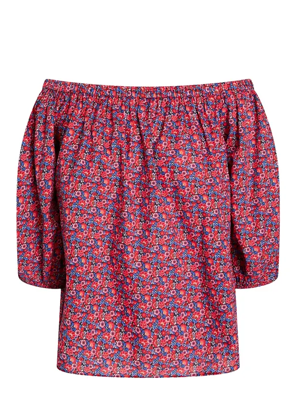 Ba&sh Fustave Floral-print Cotton-poplin Top - Crimson