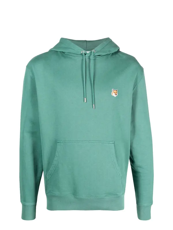 Maison Kitsuné Fox-motif Cotton Hoodie - Green