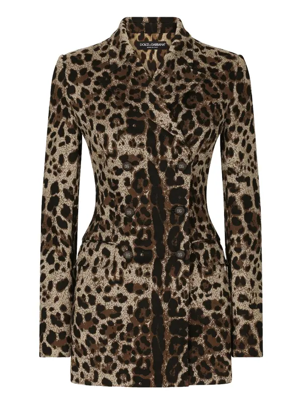 Dolce & Gabbana Leopard-print Double-breasted Blazer - Neutrals