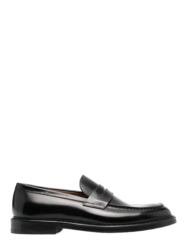 DOUCAL'S Slip-on Leather Penny Loafers - Black