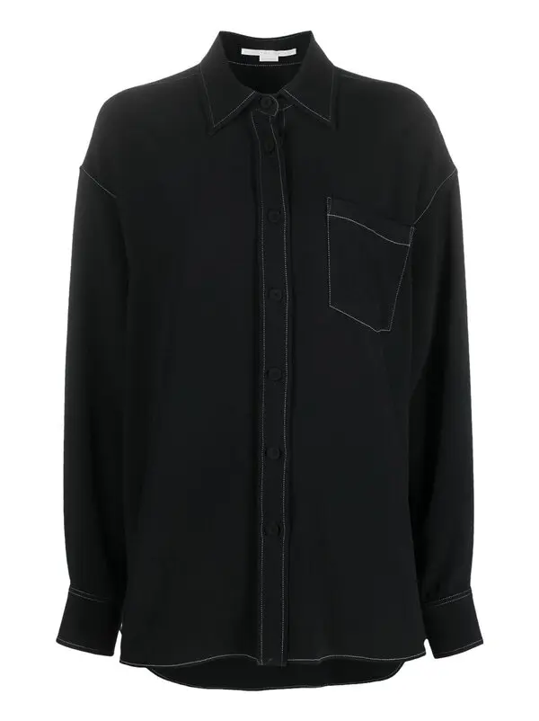 Stella McCartney Contrast-stitching Long-sleeve Shirt - Black