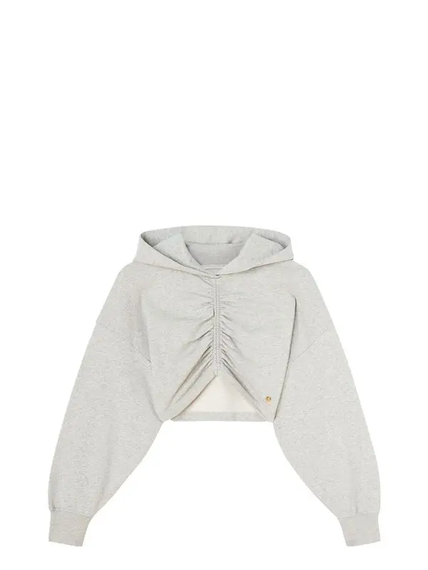 Palm Angels Ruched Detail Cropped Hoodie - Grey