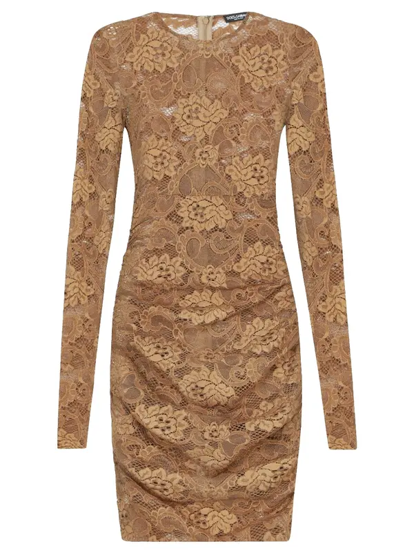 Dolce & Gabbana Floral-lace Minidress - Brown
