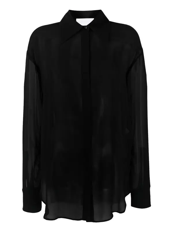 GENNY Semi-sheer Silk Shirt - Black