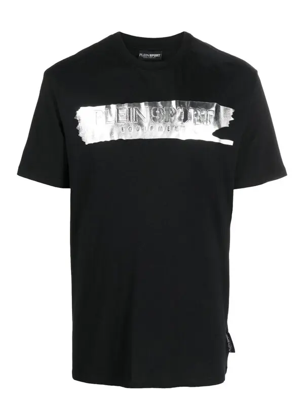 PLEIN SPORT Ss Silver Brush Cotton T-shirt - Black