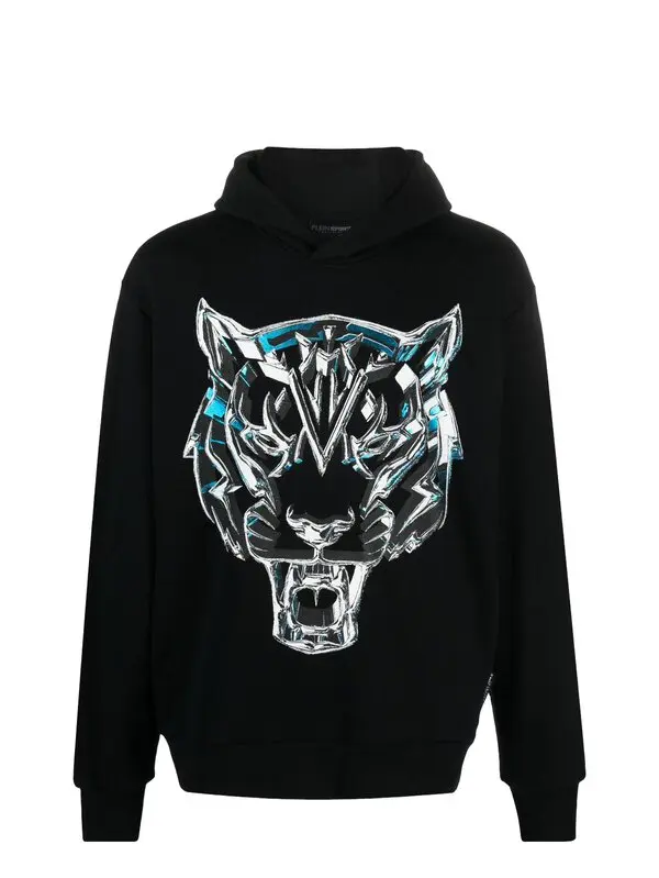 PLEIN SPORT Chrome Tiger Cotton Sweatshirt - Black