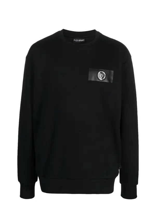 PLEIN SPORT Logo-patch Cotton Sweatshirt - Black
