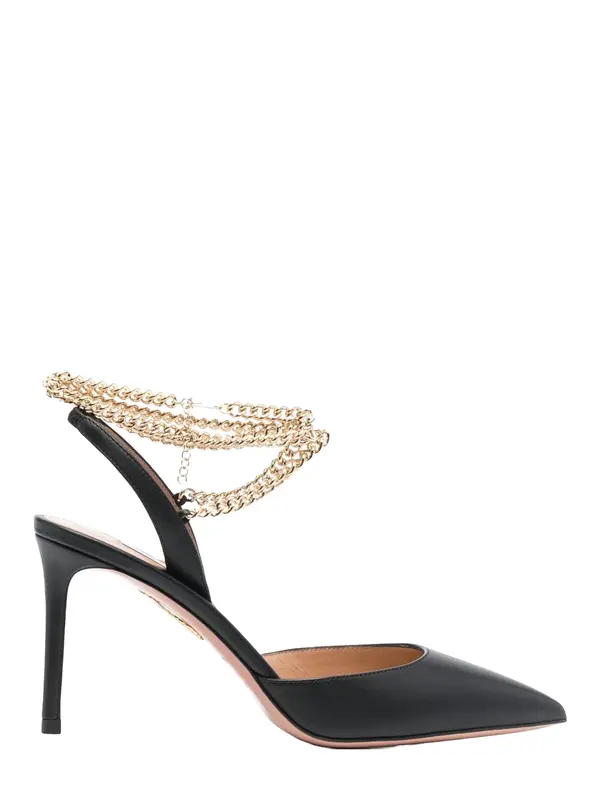 AQUAZZURA Flash 95mm Leather Pumps - Black