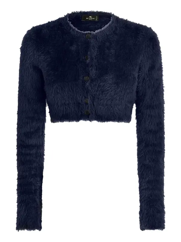 Etro Brushed-knit Cropped Cardigan - Blue