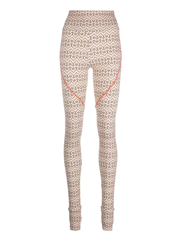 Patrizia Pepe Monogram-print Leggings - Neutrals