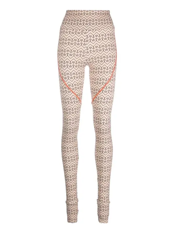 Patrizia Pepe Monogram-print Leggings - Neutrals