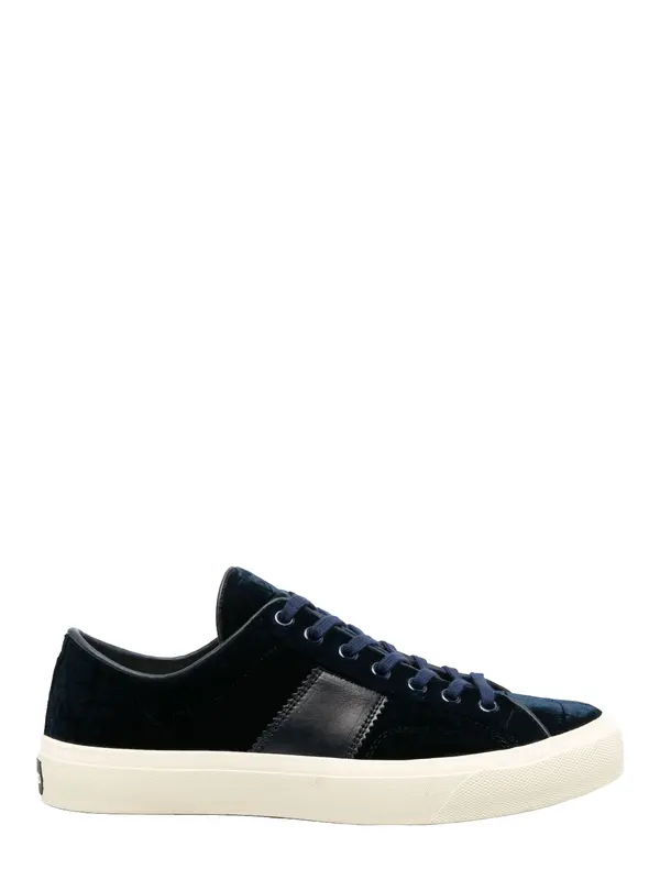 TOM FORD Cambridge Crocodile-effect Leather Sneakers - Blue