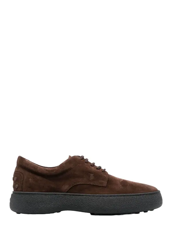 TOD'S Logo-embroidered Suede Derby Shoes - Brown
