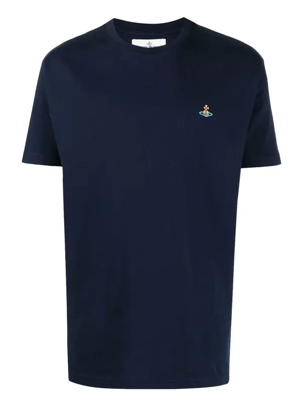 VIVIENNE WESTWOOD Orb-embroidered Cotton T-shirt - Blue