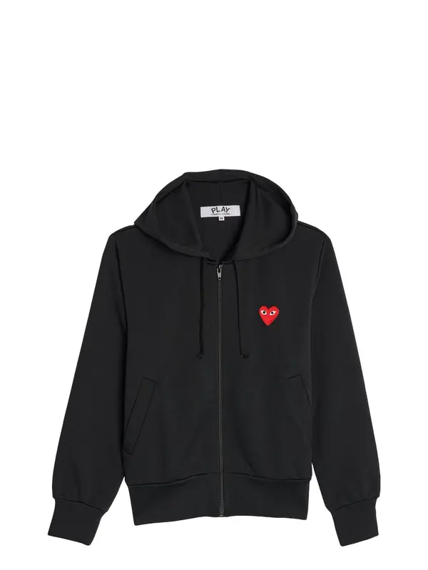 Play Comme Des Garcon Logo-patch Zipped Hoodie - Black