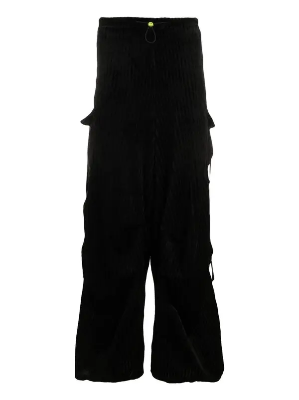 BARROW Ribbed Wide-leg Trousers - Black