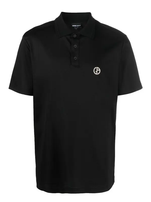 Giorgio Armani Logo-embroidered Cotton Polo Shirt - Black