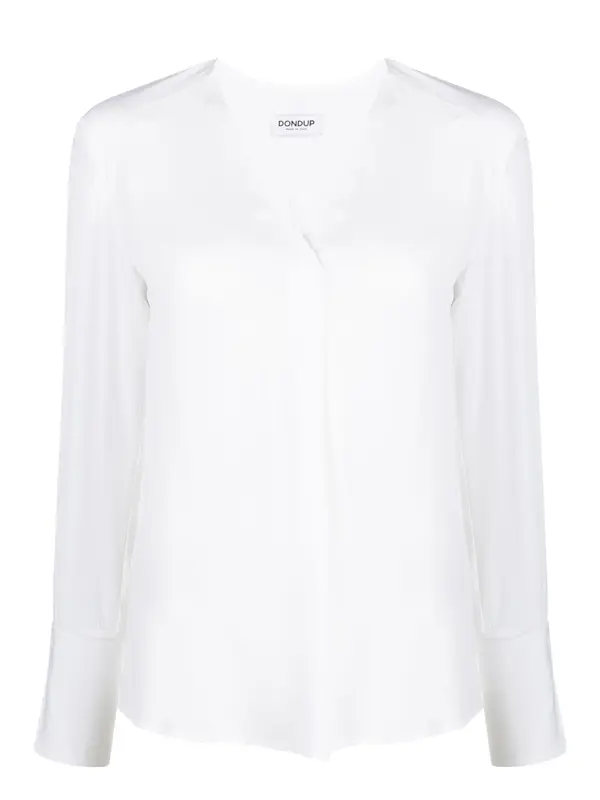 DONDUP Logo Plaque V-neck Blouse - White