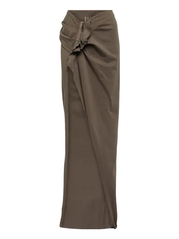 Rick Owens Gathered Cotton Maxi Skirt - Brown