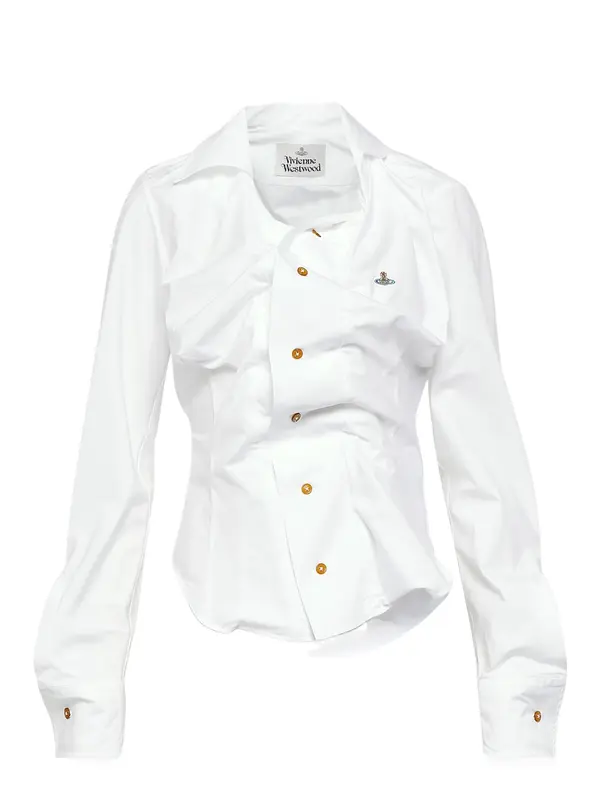VIVIENNE WESTWOOD Drunken Gathered Cotton Poplin Shirt - White