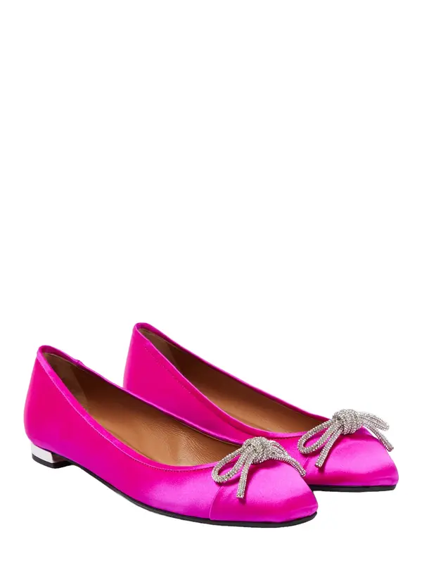 AQUAZZURA Parisina Embellished Ballet Flats - Pink